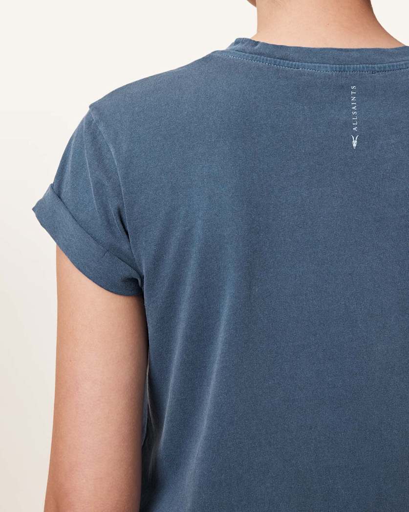 Anna Crew Neck T-Shirt OYSTER BLUE | ALLSAINTS